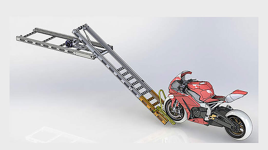 Porteos Motorrad-Verladesystem: Teleskop-Rampe mit Selbsteinzug ...